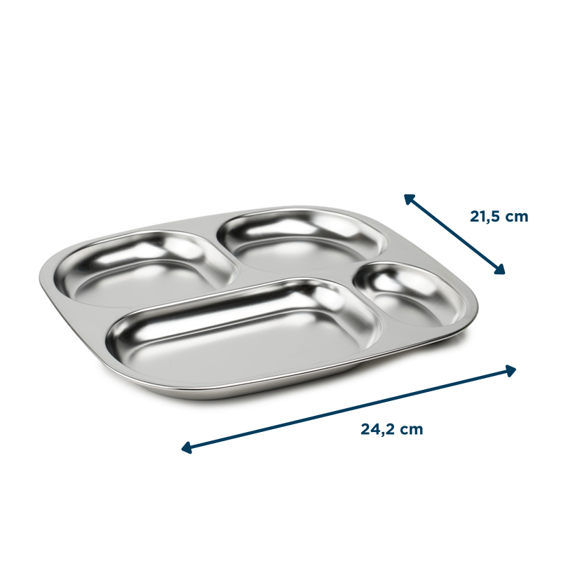 Plateau compartimenté en inox | Repas bébé | Vaisselle enfant
